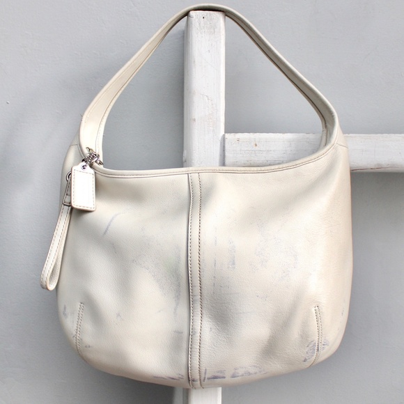 Coach | Bags | Coach Rare N 2347 Y2k White Leather Ergo Zip Hobo ...